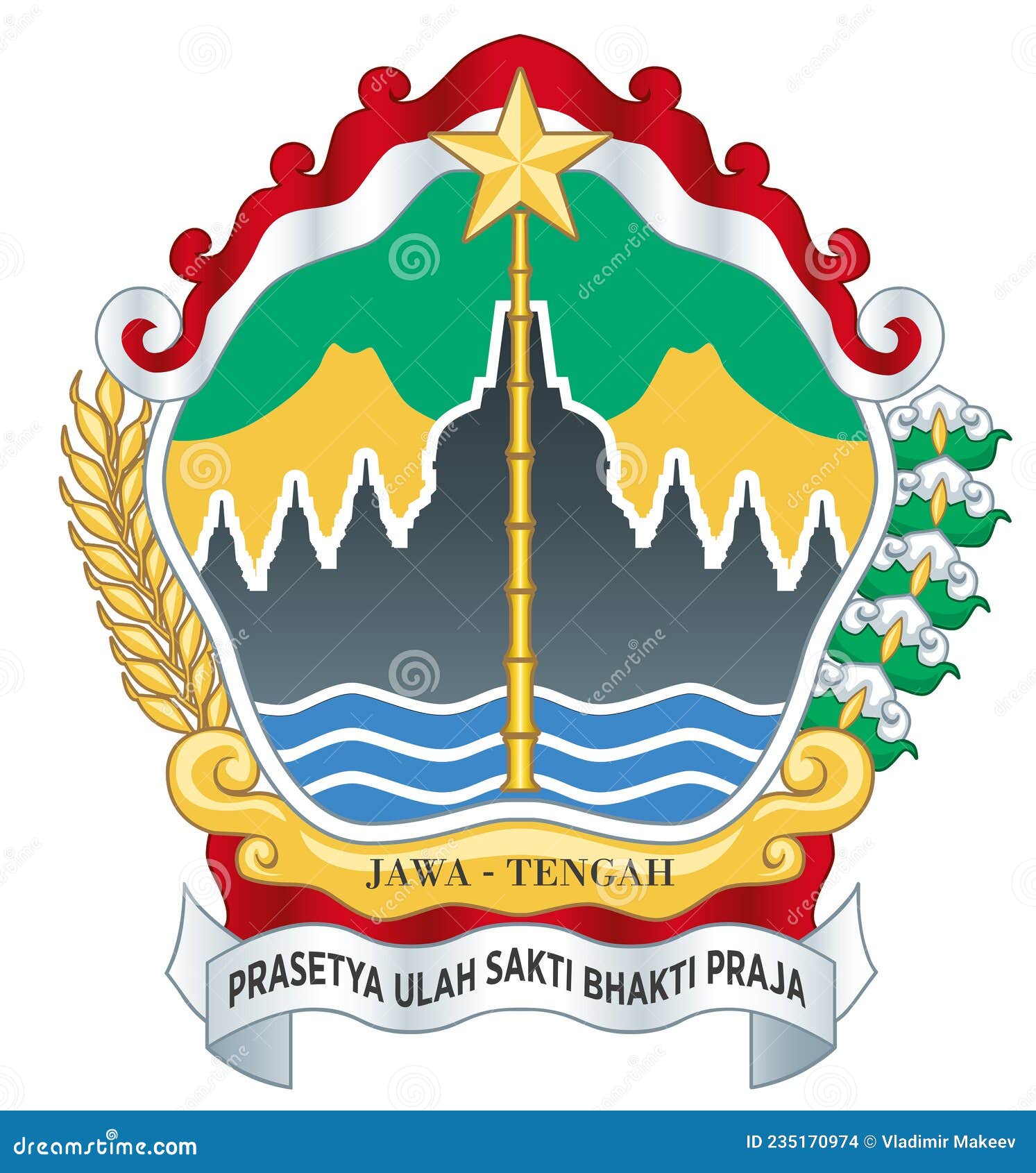 Escudo De Armas De La Provincia De Java Central. Indonesia. Stock de ilustración - Ilustración ...