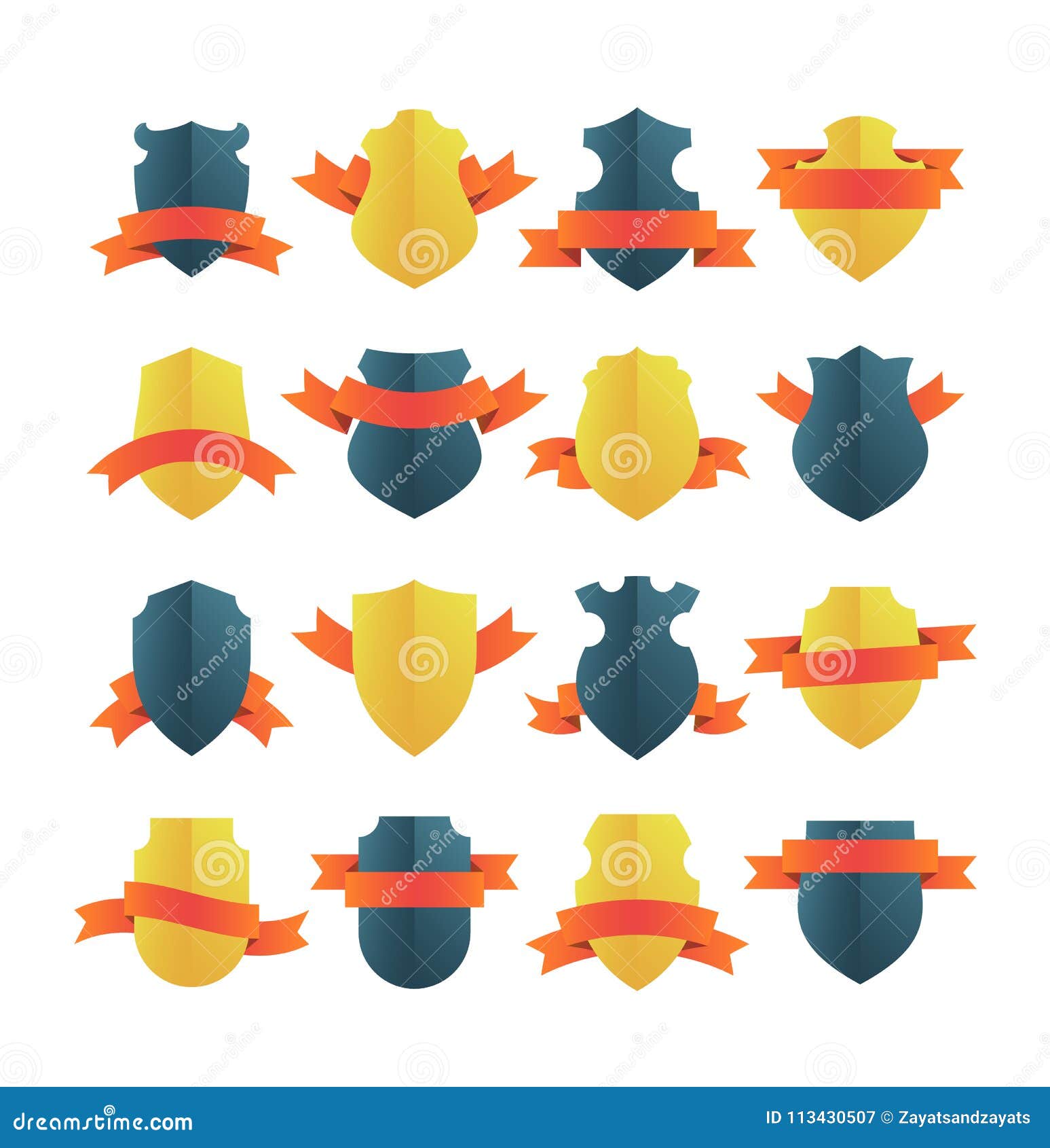 Escudos con las cintas ilustración del vector. Ilustración de retro ...