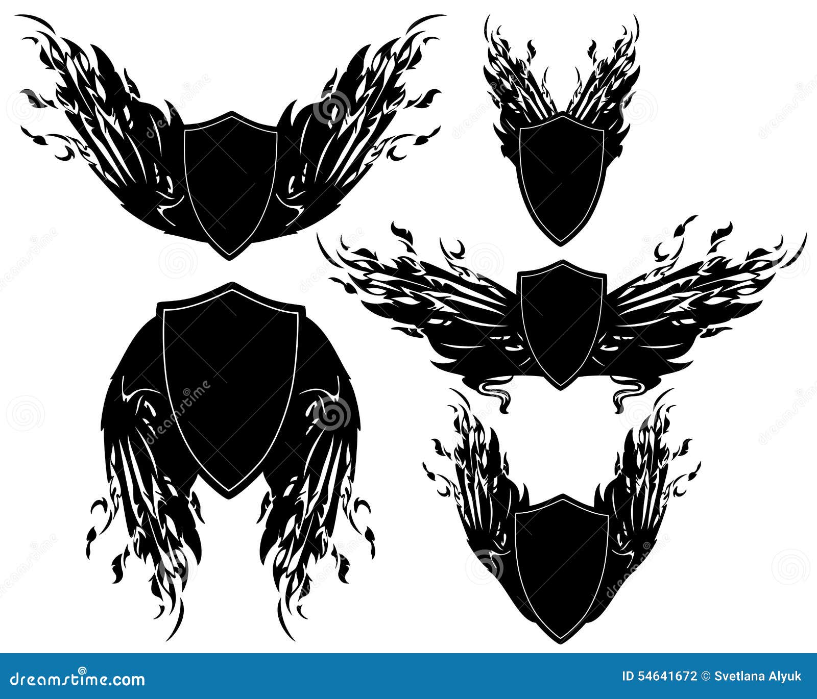 Escudos cons alas fijados ilustración del vector. Ilustración de ...