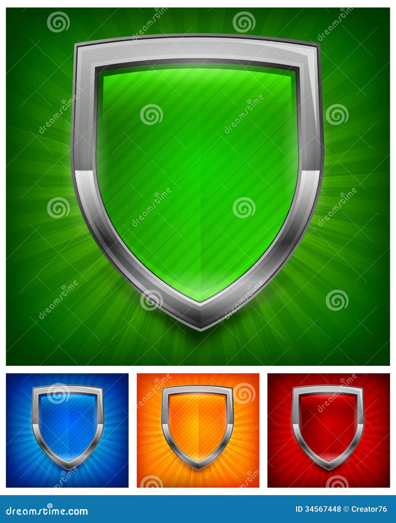 Escudos del color ilustración del vector. Ilustración de azul - 34567448