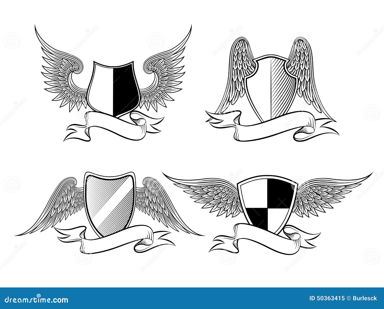 Escudos Heráldicos Con Las Alas Ilustración del Vector - Ilustración de ...