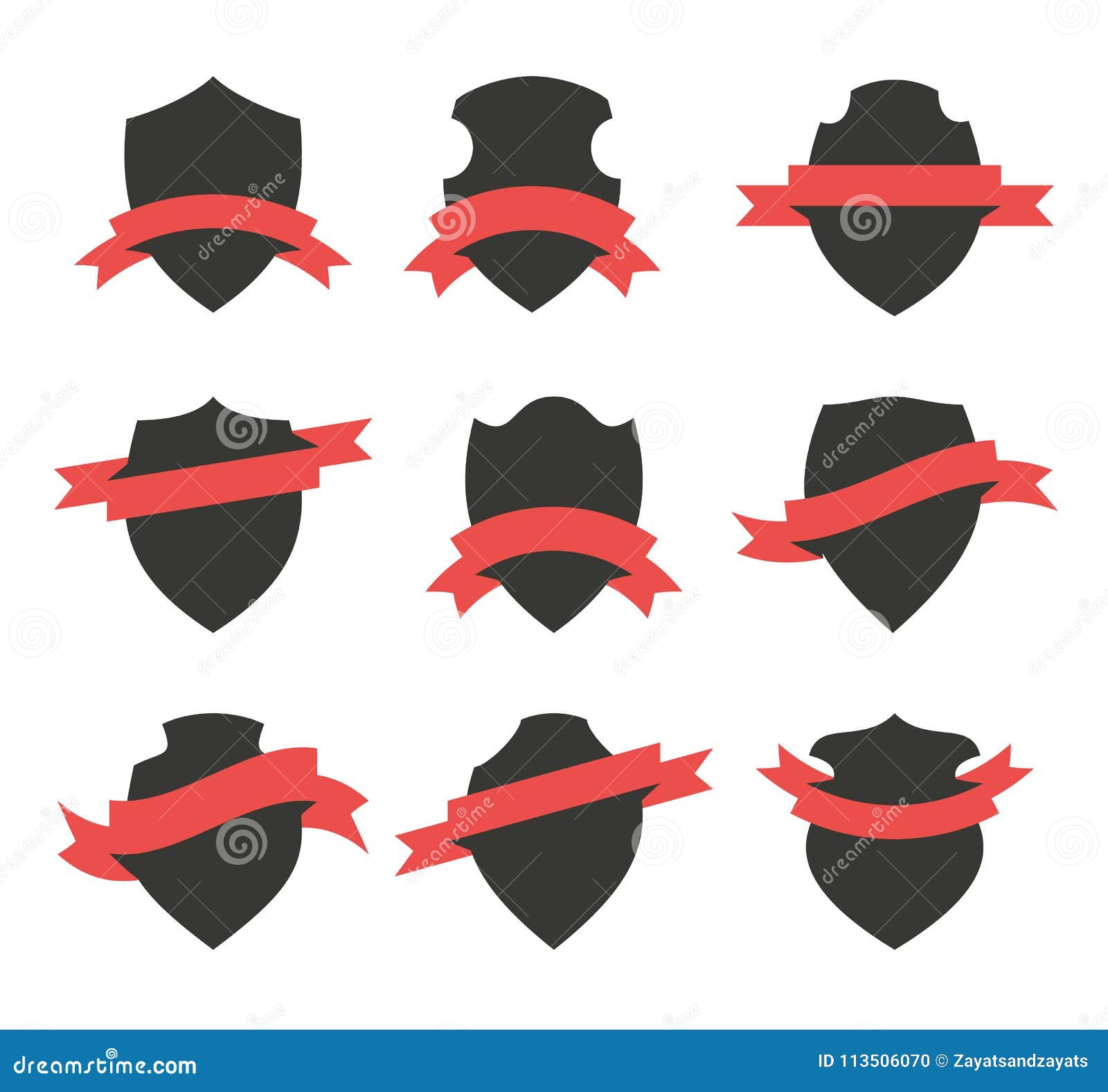 Escudos negros del vector ilustración del vector. Ilustración de blanco ...