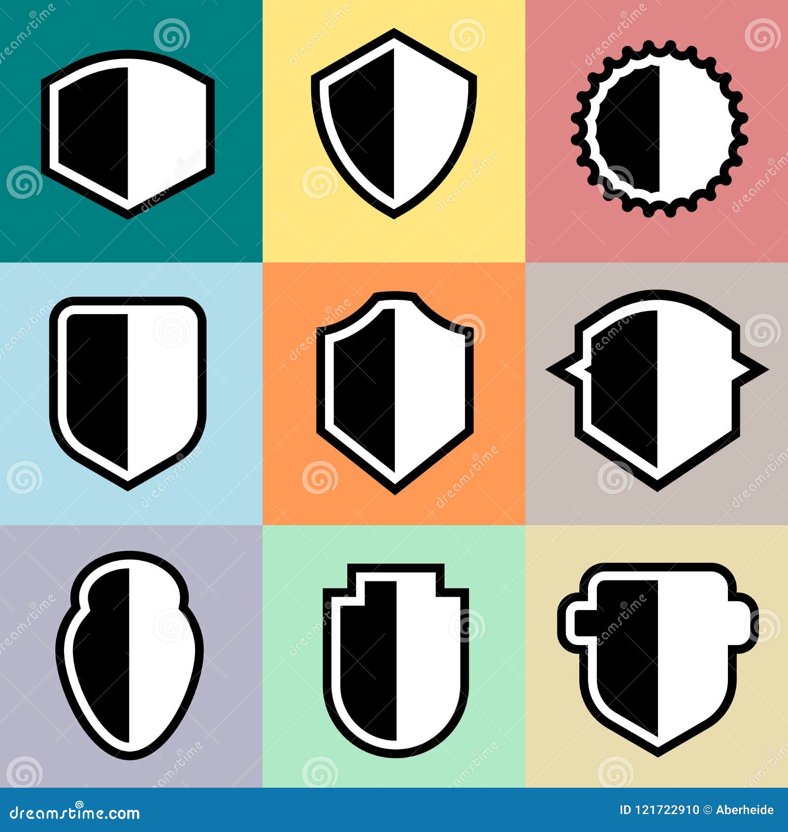 Escudos Protectores Del Estilo Plano Ilustración del Vector ...