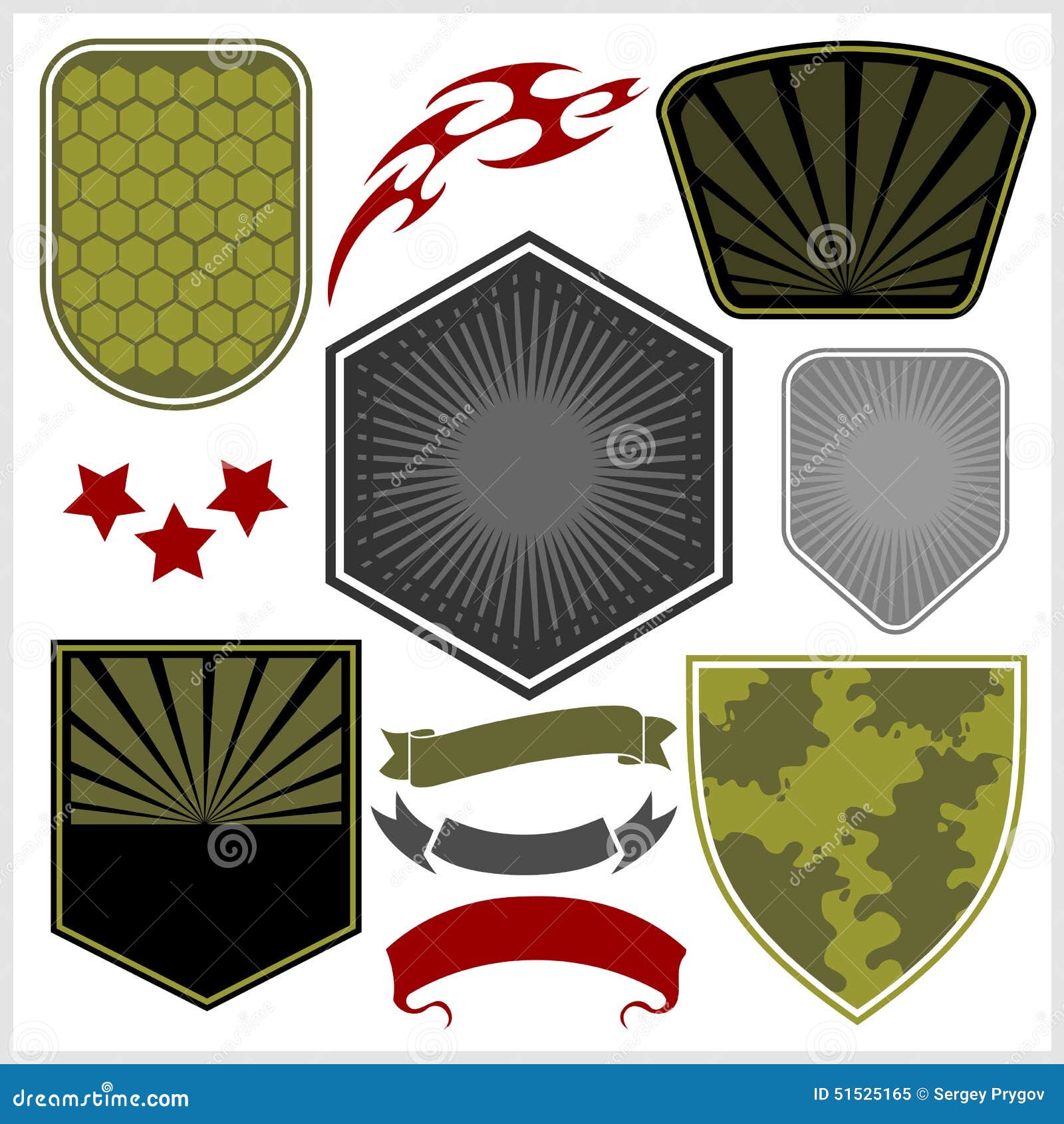 Escudos Y Elementos Militares - Sistema Del Vector Ilustración del ...