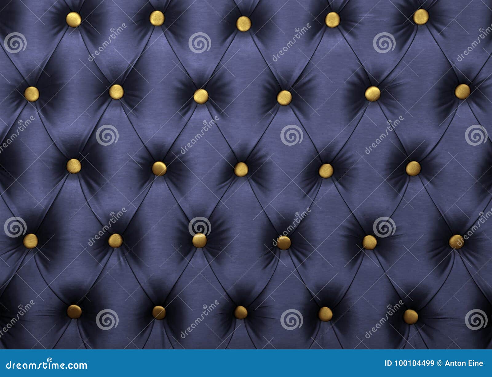 Escuro - Capitone Azul Com Textura Dos Botões Dourados Imagem de Stock ...