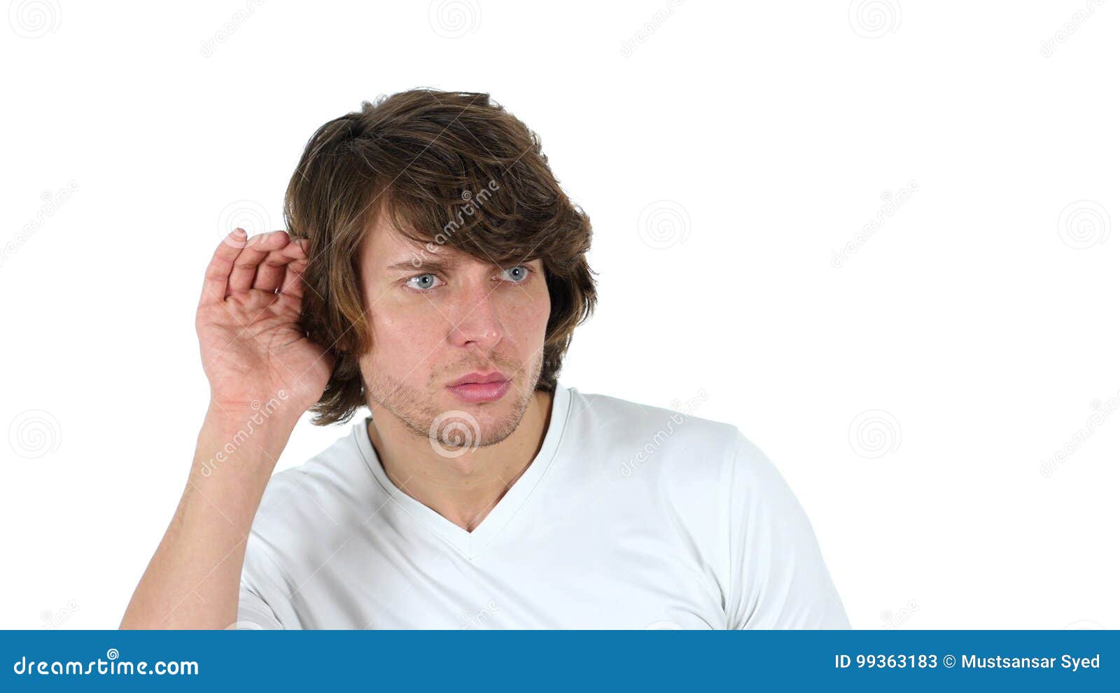 Escutando Com Cuidado Homem, Fundo Branco Imagem de Stock - Imagem de ...