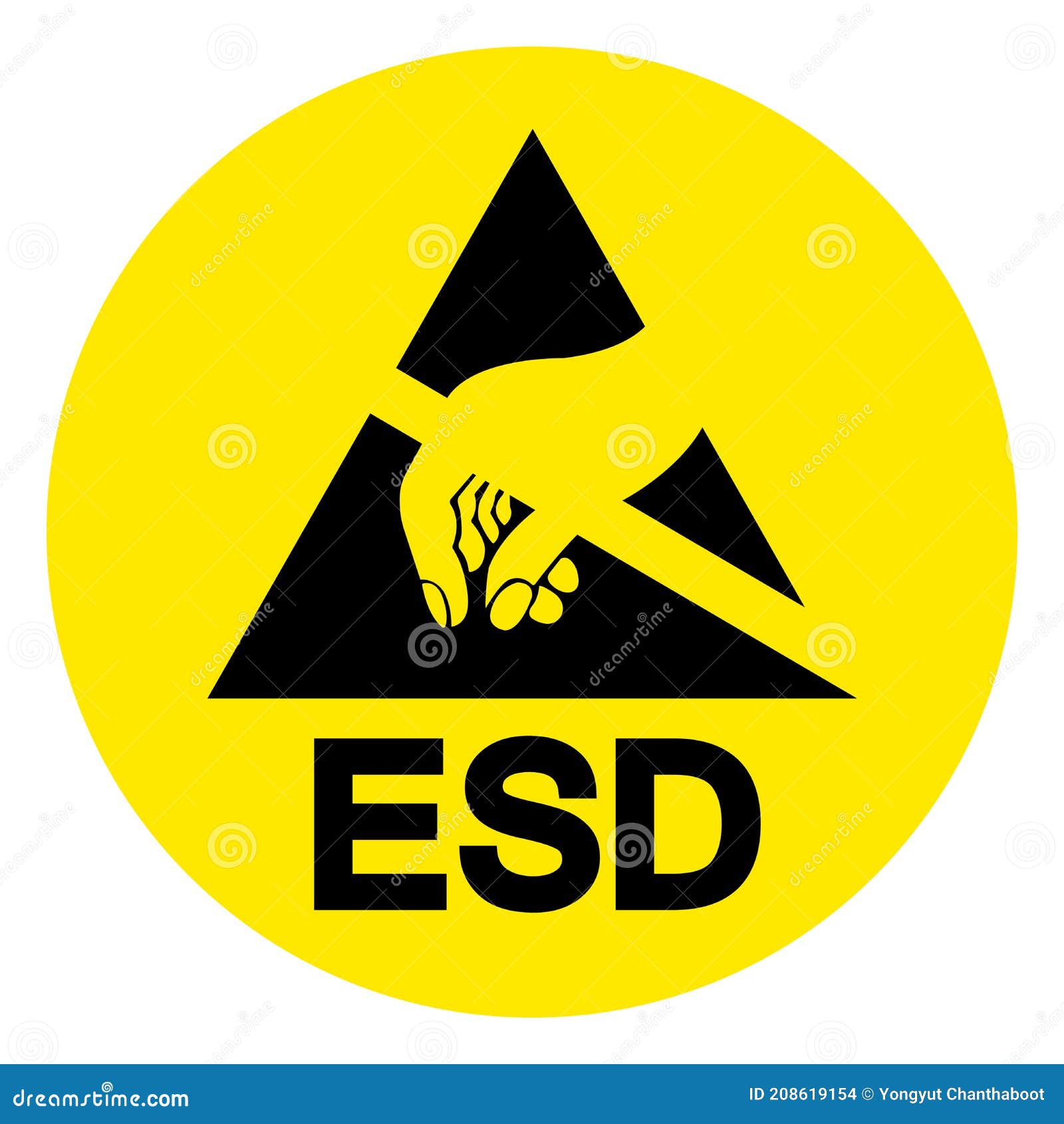 ESD Area Symbol Sign, Vector Illustration, Isolated on White Background ...