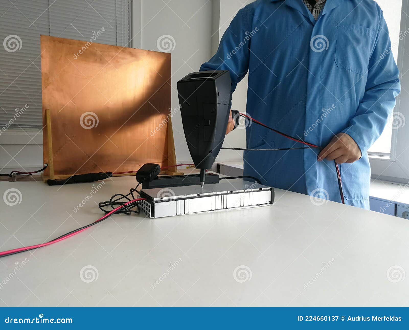 ESD test in the EMC lab stock image. Image of technology - 224660137