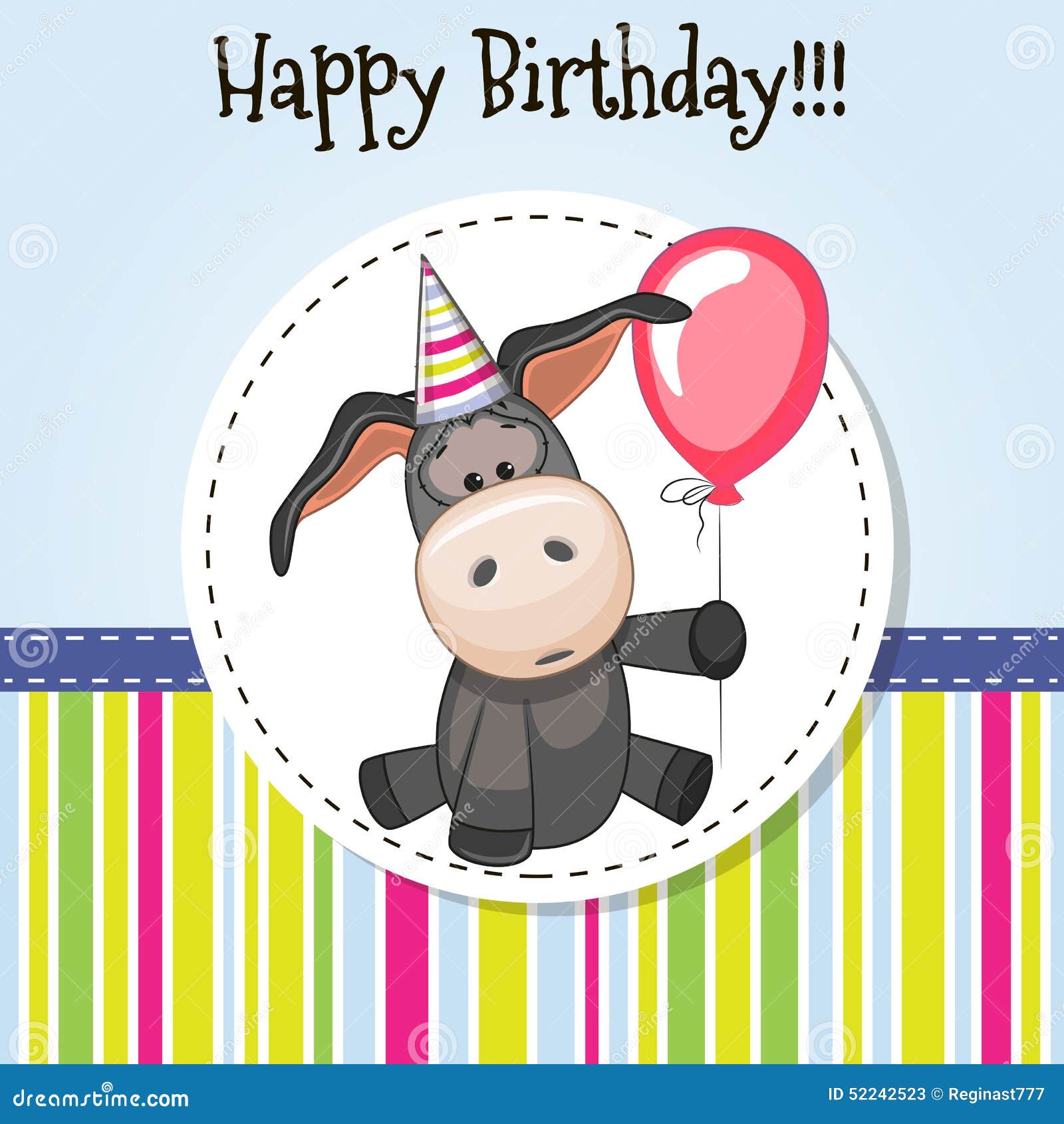Esel mit Ballon vektor abbildung. Illustration von geburt - 52242523