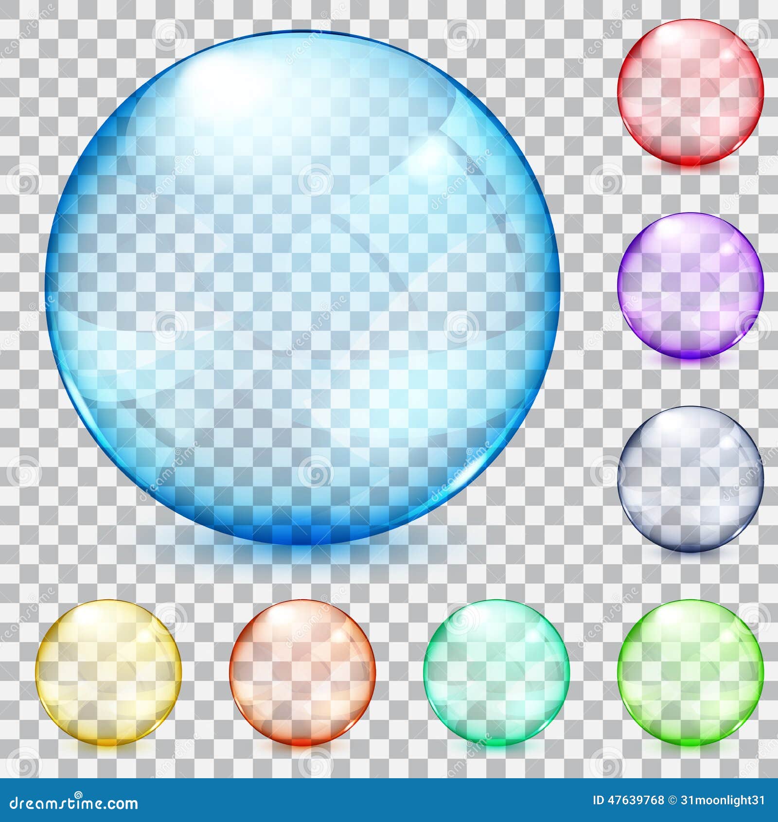 Esferas De Cristal Transparentes Multicoloras Ilustración del Vector ...