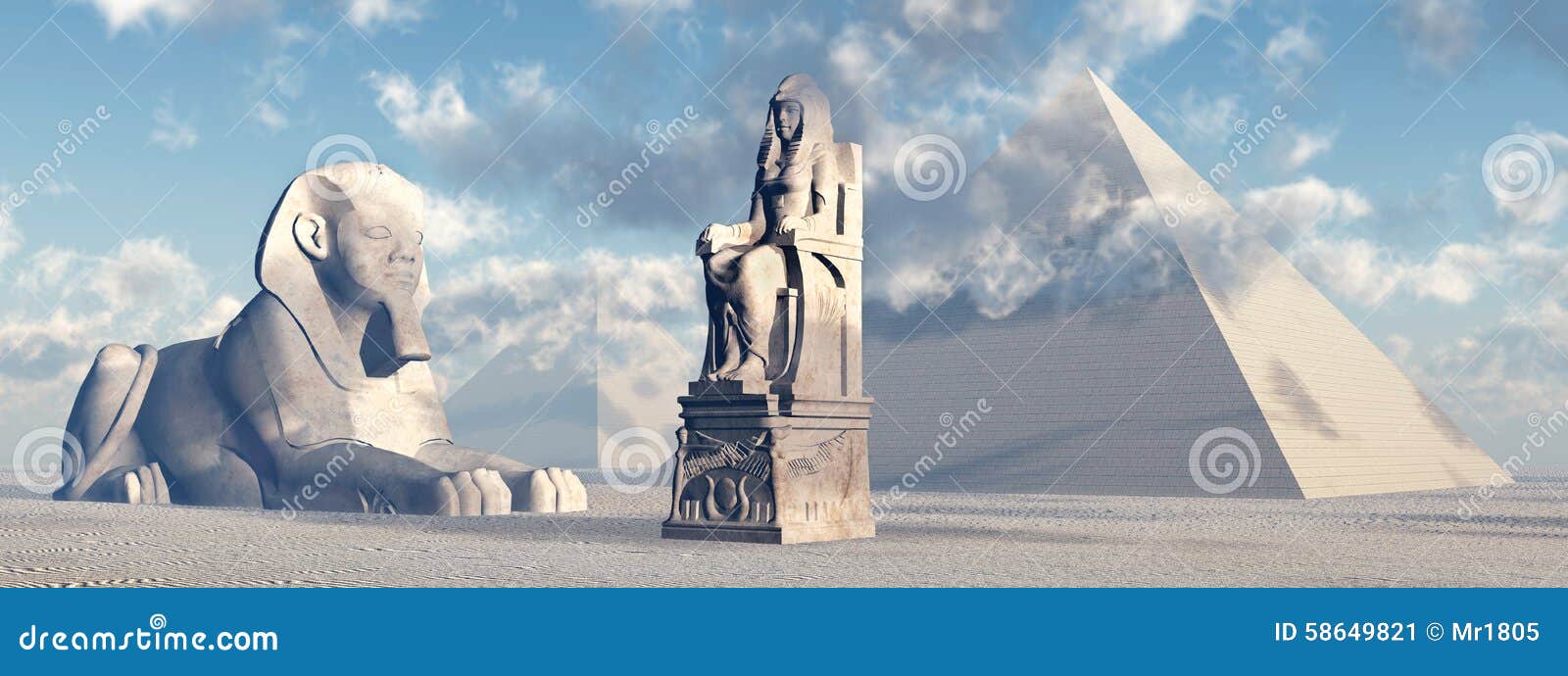 Esfinge, Estatua Y Pirámides Egipcias Stock de ilustración ...