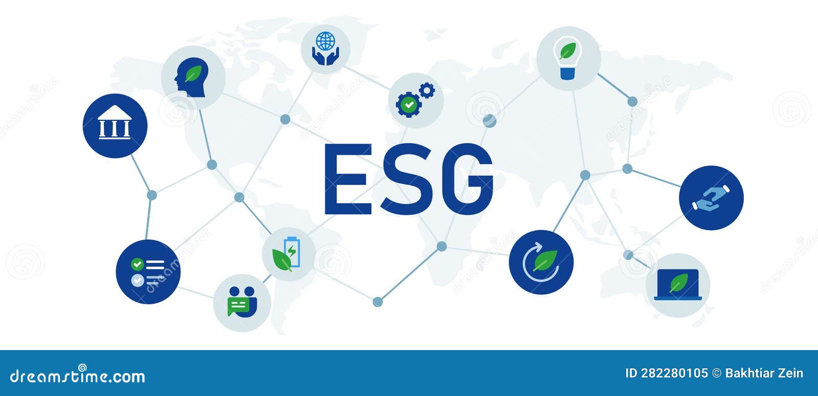 ESG Environmental Social Governance Interconnected Technology Icon ...