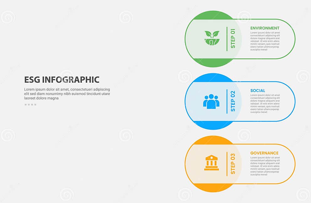 ESG Infographic Outline Style with 3 Point Template with Big Circle ...