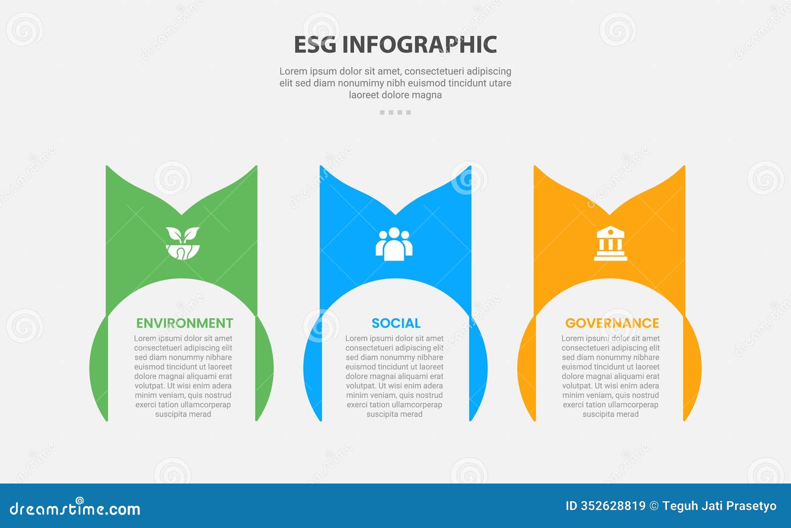ESG Infographic Outline Style with 3 Point Template with Creative ...