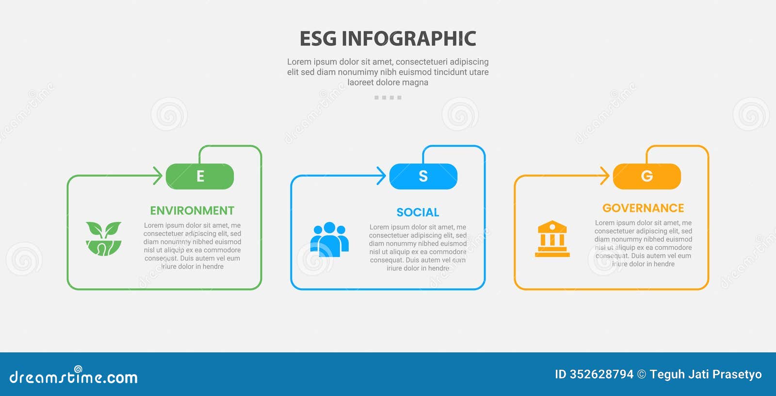 ESG Infographic Outline Style with 3 Point Template with Folder Shape ...
