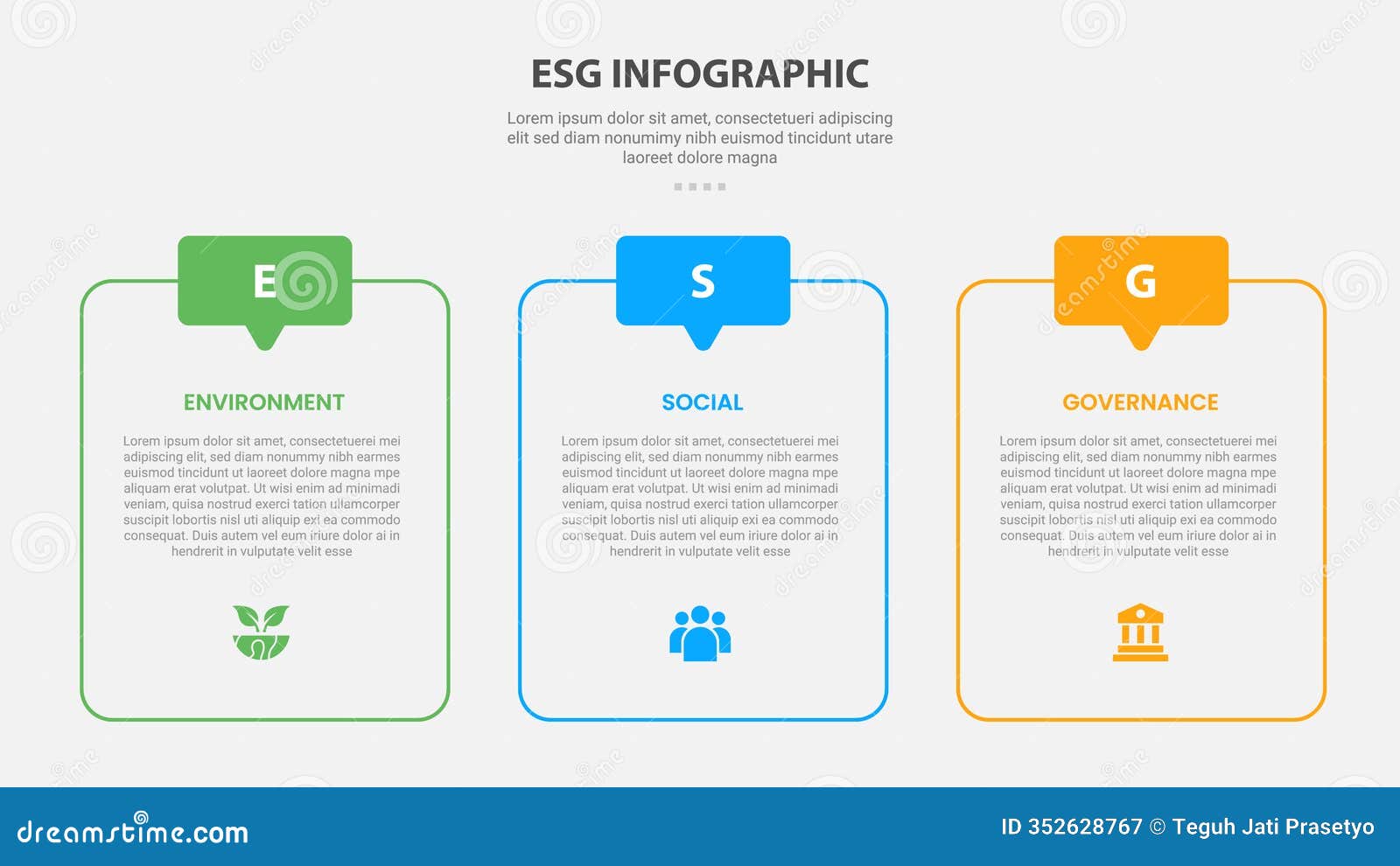 ESG Infographic Outline Style with 3 Point Template with Round Table ...