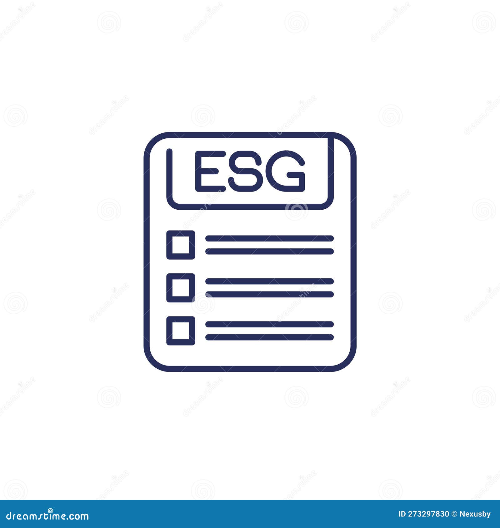 ESG Line Icon with a Checklist Stock Vector - Illustration of report ...