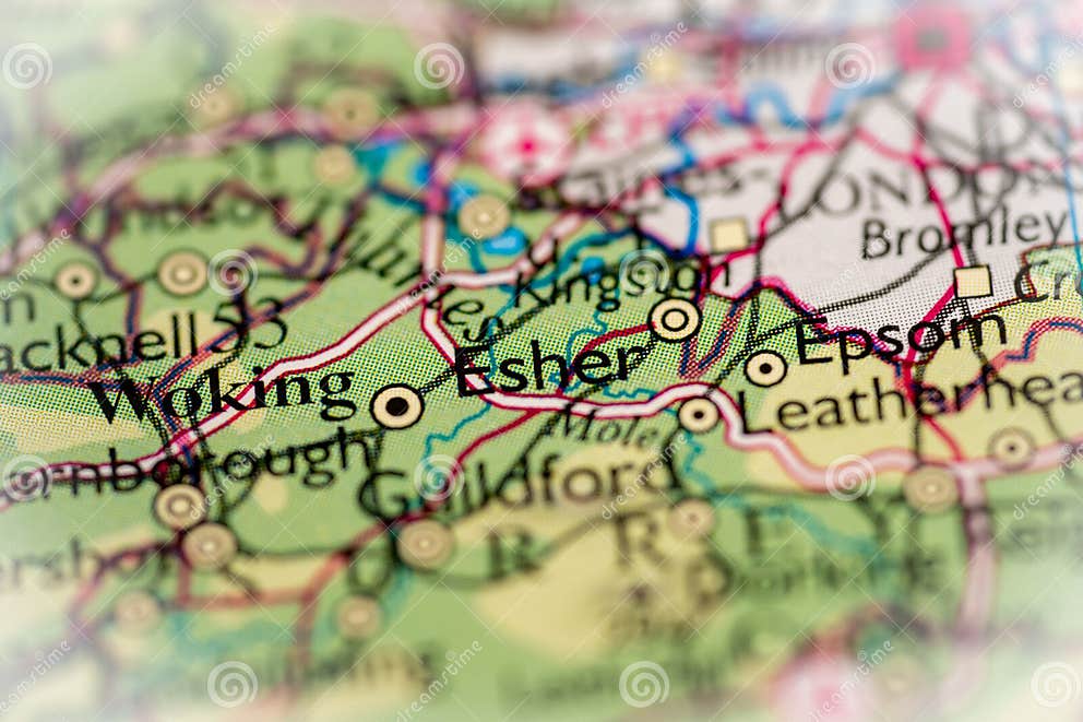 Esher, England Highlighted on a World Map Stock Photo - Image of spot ...