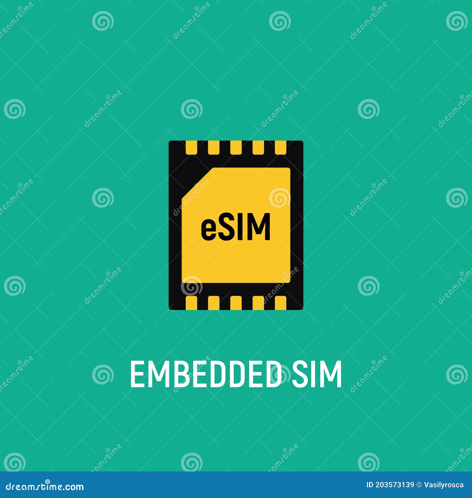Esim Chip Card Concept Icon. Embedded Sim Card Cellular Mobile ...