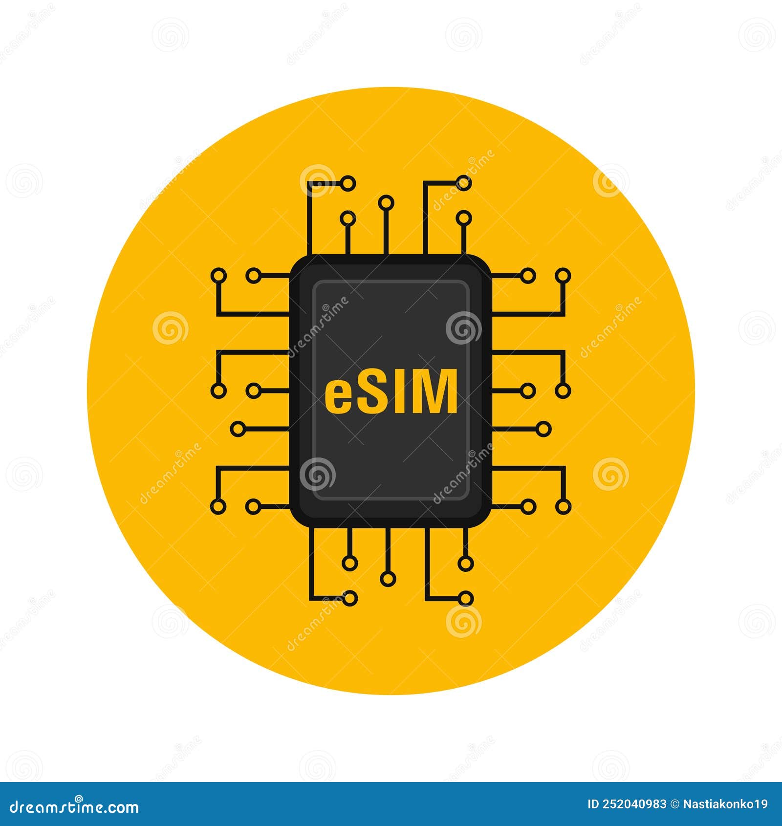 Esim Chip Card Concept Icon. Embedded Sim Card Cellular Mobile ...