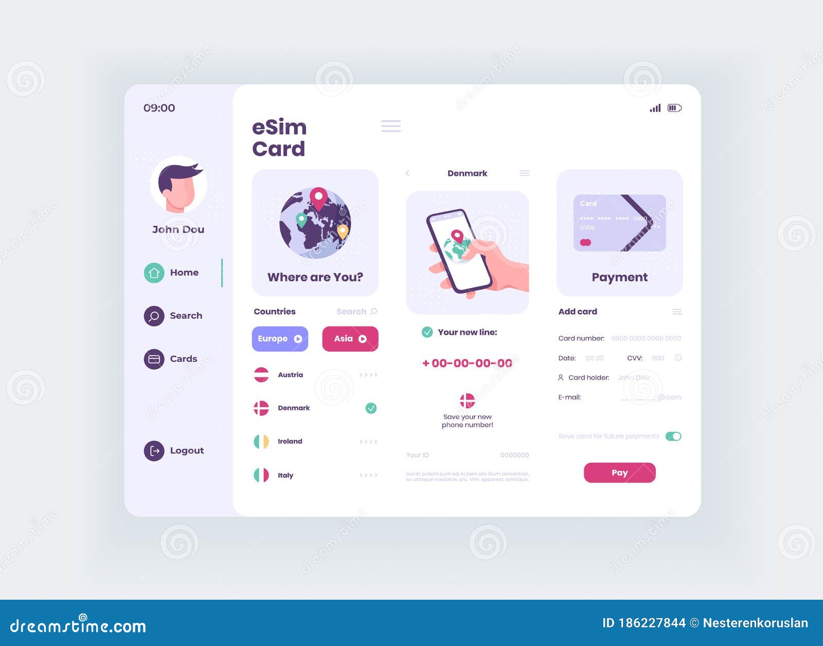 Esim Connection Tablet Interface Vector Template Stock Vector ...