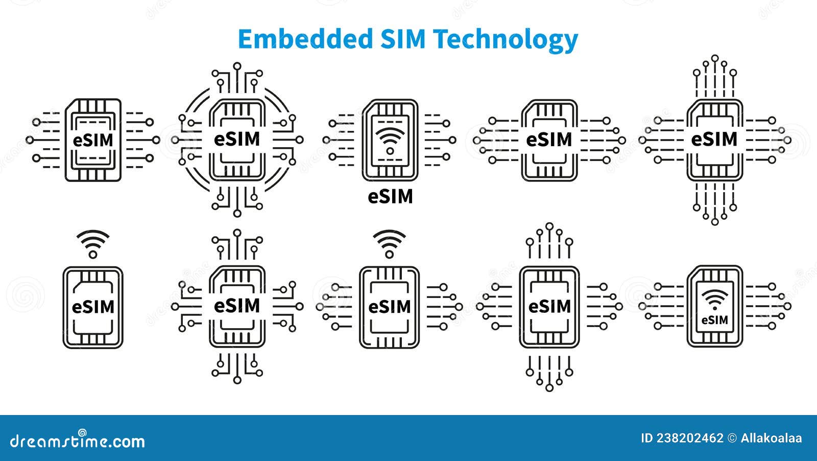 5G ESIM Embedded SIM Card Icon Symbol Concept. New Chip Mobile Cellular ...