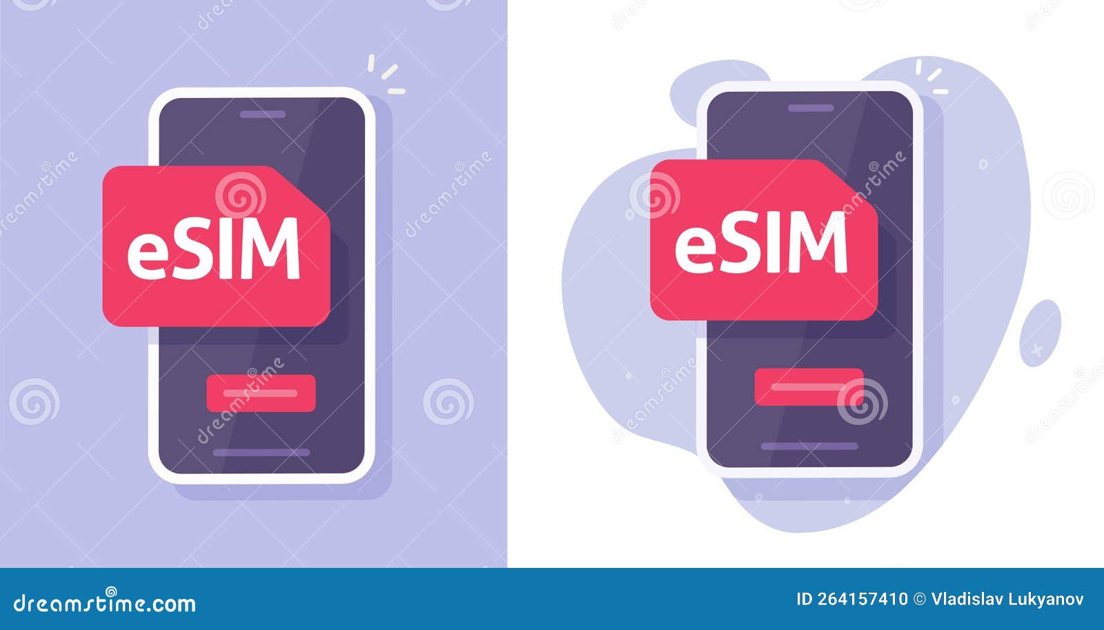 Esim Sim Card Chip on Cell Phone Icon Flat Vector or Digital Mobile ...