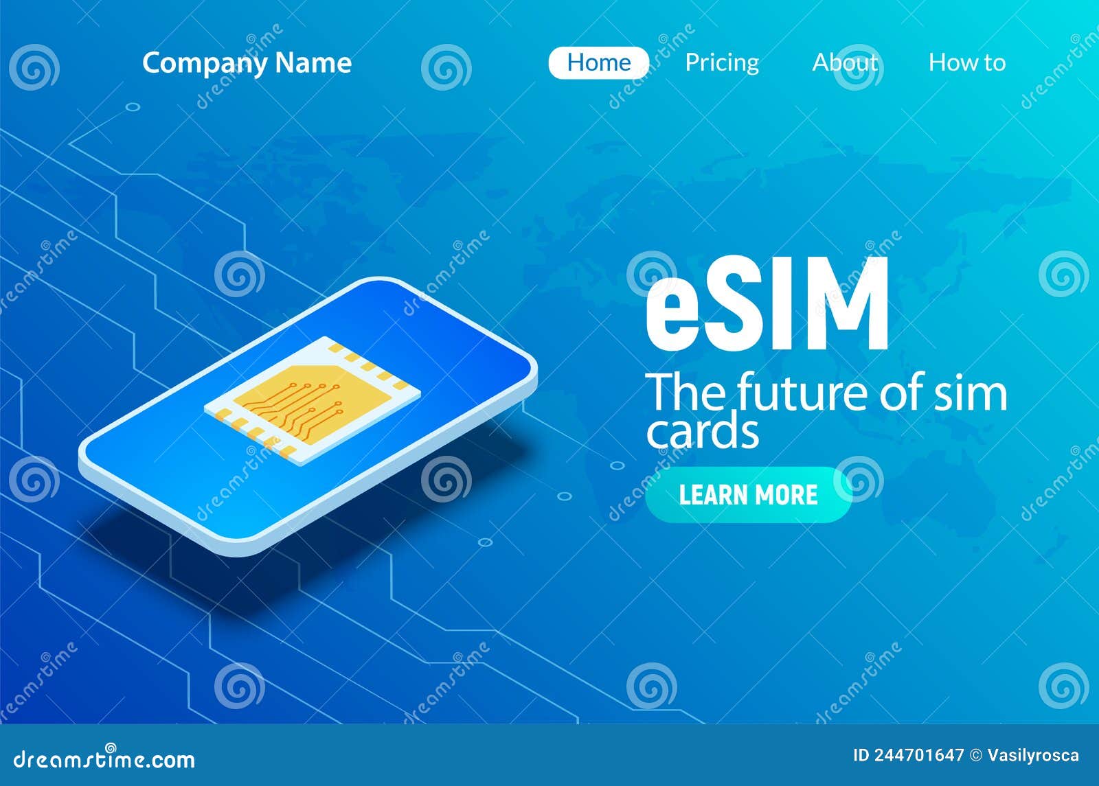 Esim Technology Digital Card Microchip Phone Gsm Mobile Vector Concept ...