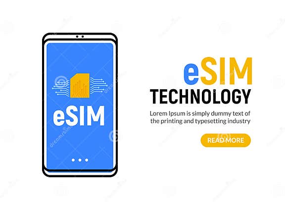 Esim Technology Digital Card Microchip Phone Gsm Mobile Vector Concept ...