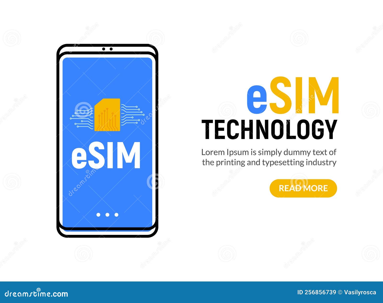 Esim Technology Digital Card Microchip Phone Gsm Mobile Vector Concept ...