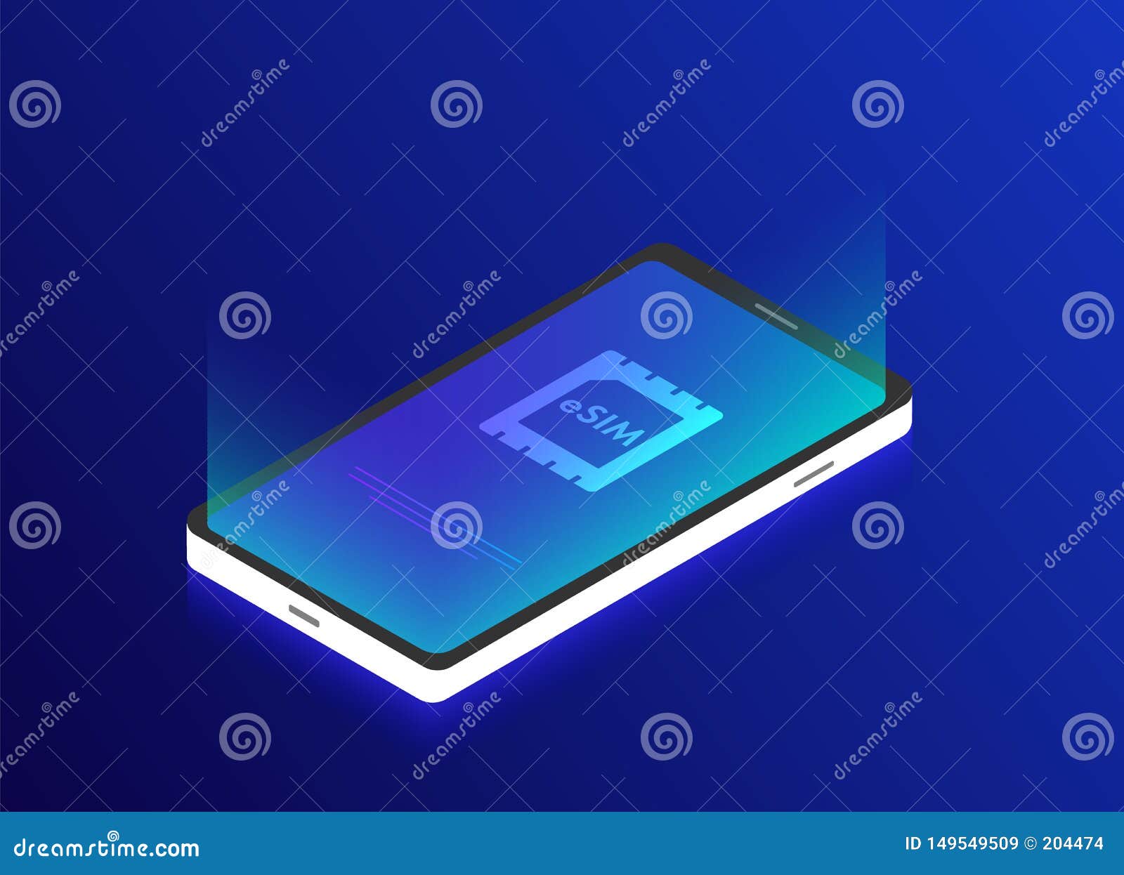 ESIM Techology Isometric 3d Card Chip Sign. Embedded SIM Concept Stock ...