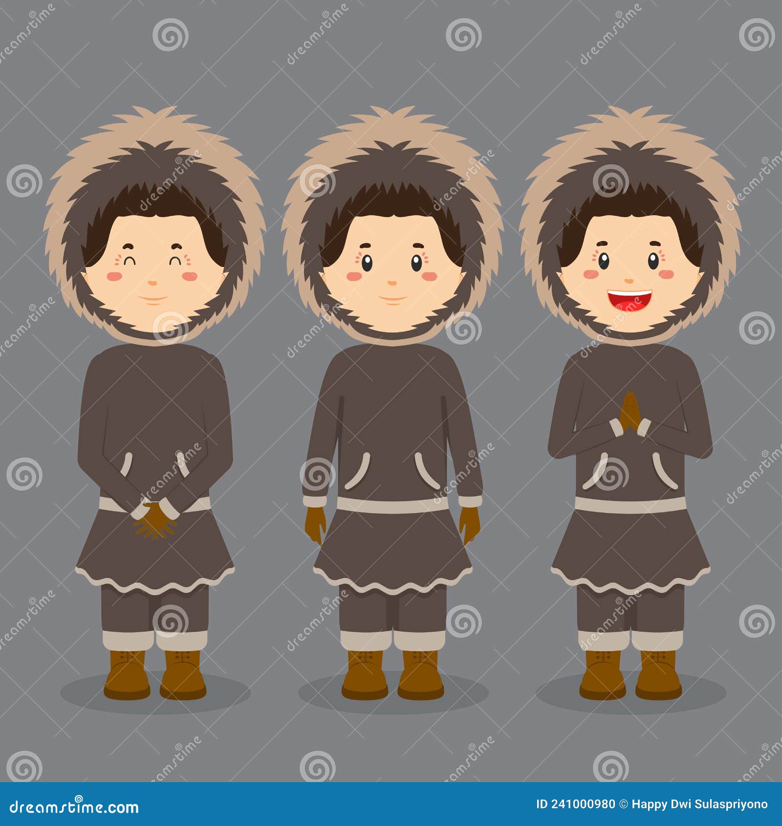 Eskimo Alaska Character with Various Expression Stock Vector ...