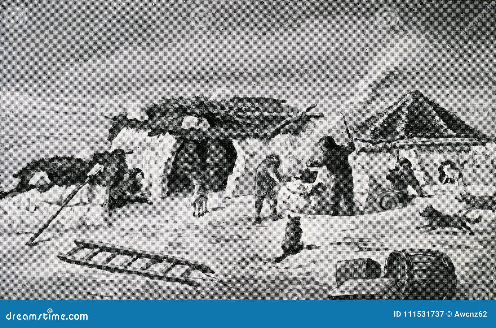 Eskimo Camp in the Arctic Circle Editorial Photography - Illustration ...