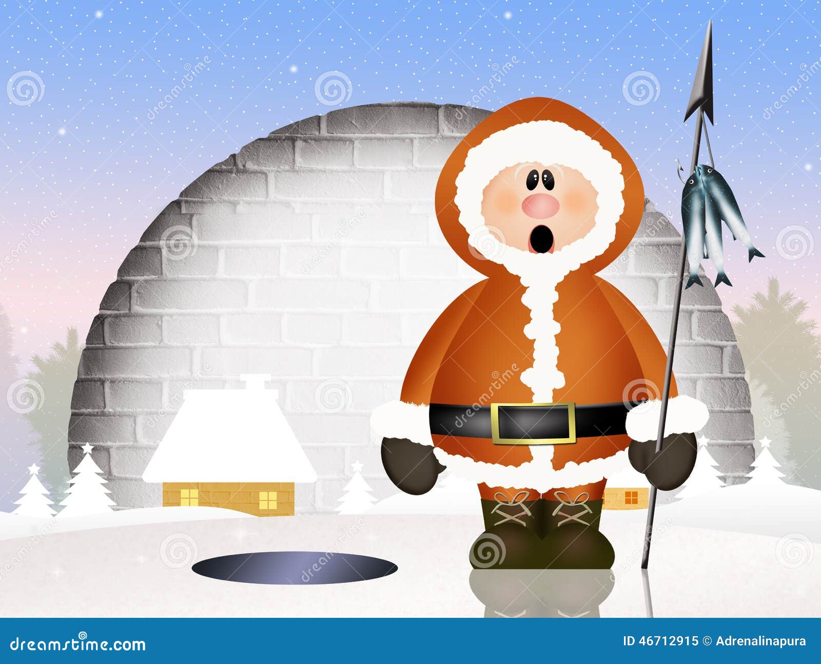 Eskimo cartoon stock illustration. Illustration of polar - 46712915