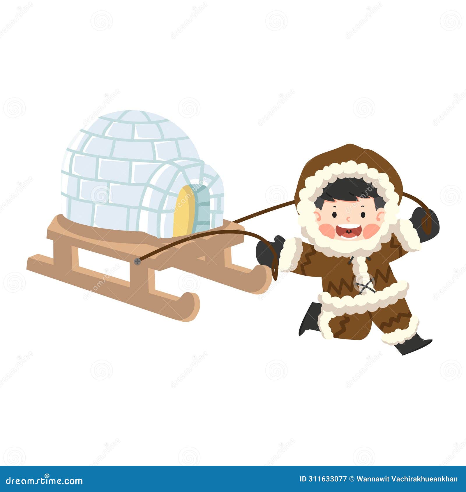 Eskimo Construction of Igloos Vector Stock Vector - Illustration of ...