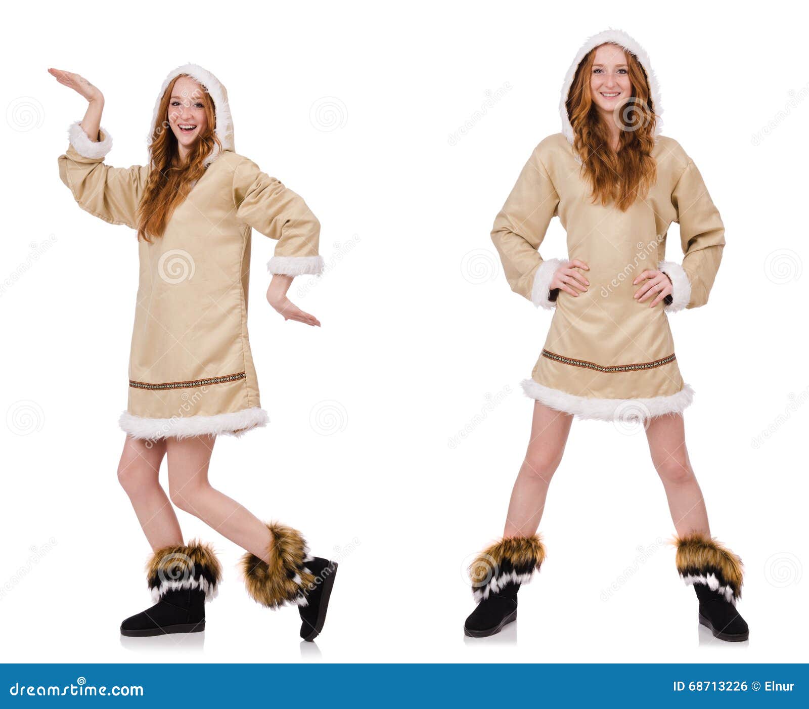 The Eskimo Girl Isolated on White Stock Photo - Image of eskimo ...