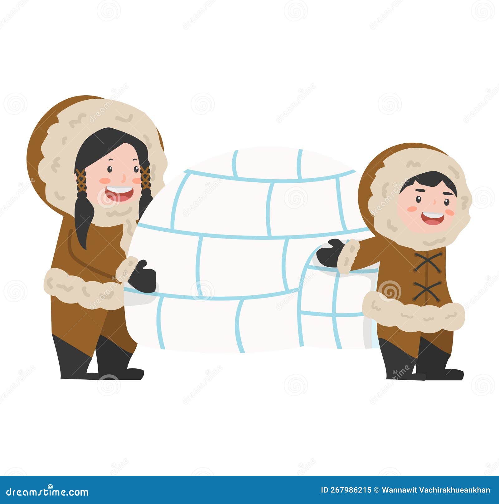 Eskimo Happy Move House Cartoon Stock Illustration - Illustration of ...
