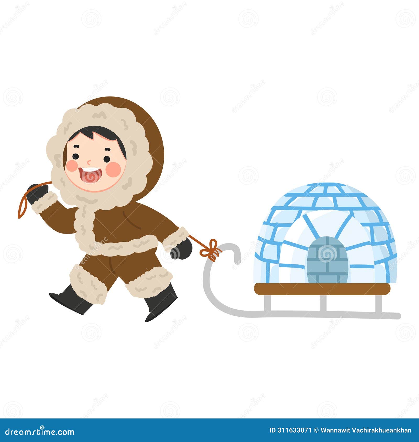 Eskimo Happy Move Igloo Cartoon Stock Vector - Illustration of costume ...