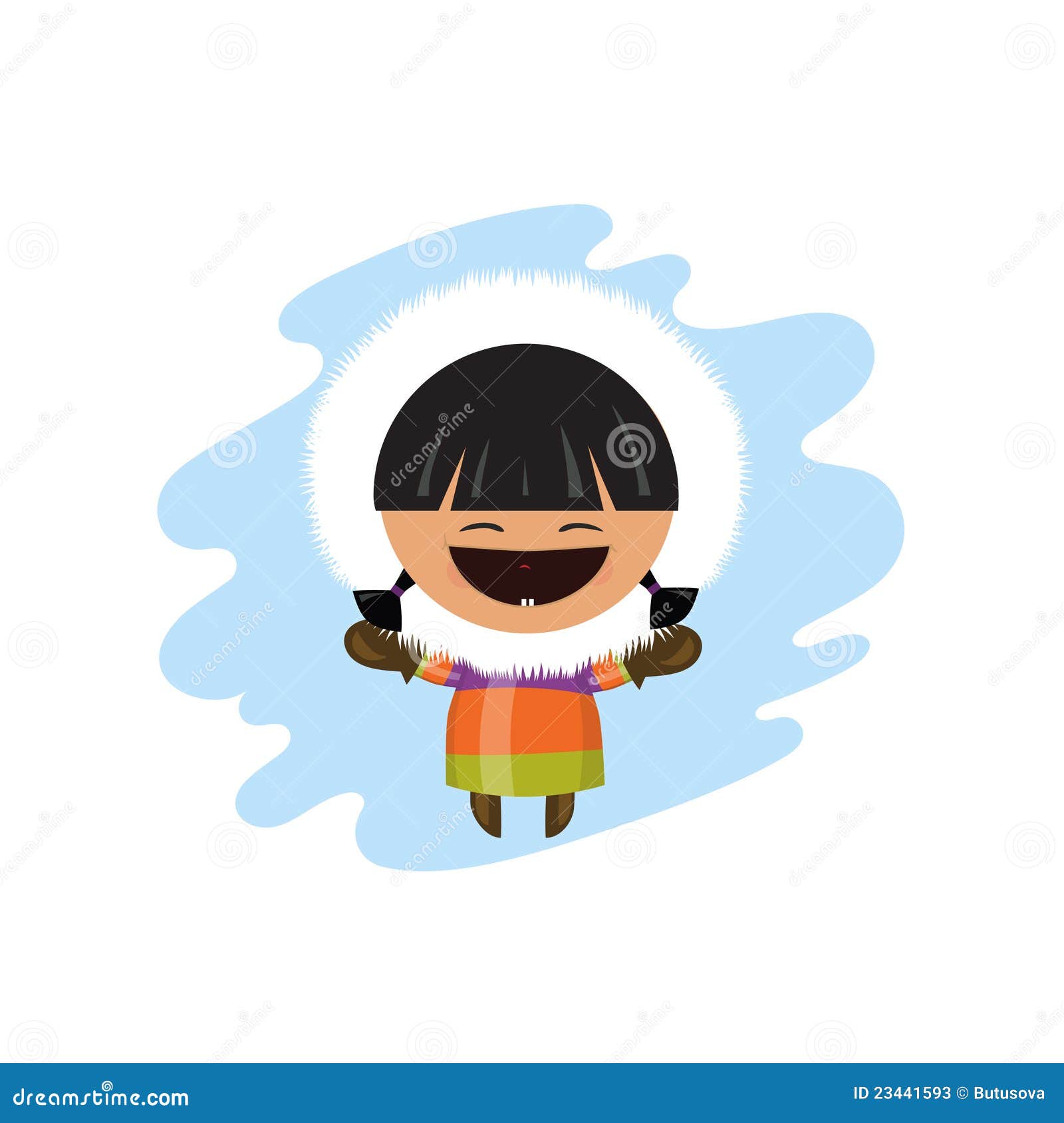 Young Eskimo Cute Couple Illustration In Cartoon Style. Arctic People ...