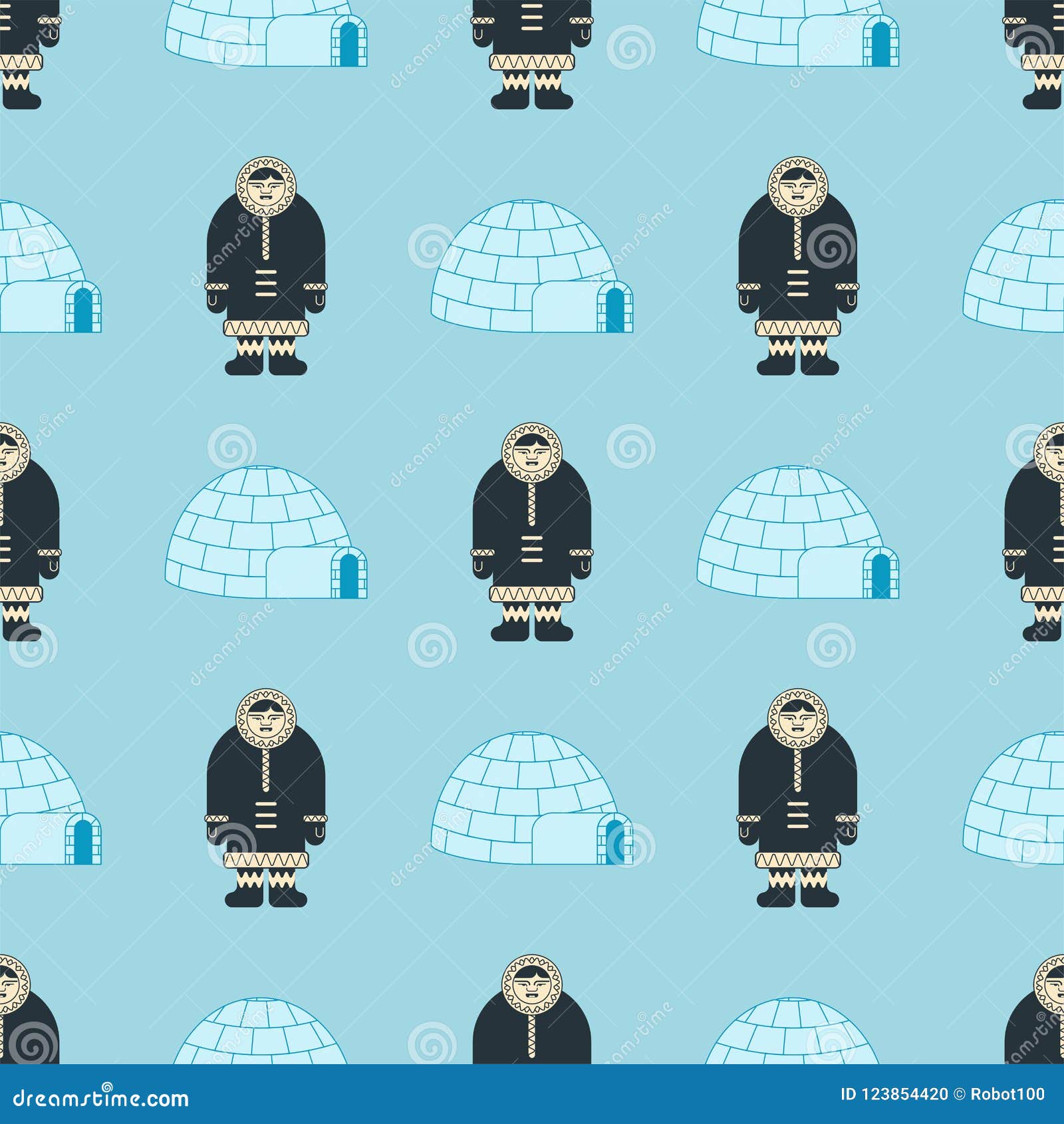 Eskimo Pattern. Inuit Background. Arctic Traditional Man Of Nor Stock ...