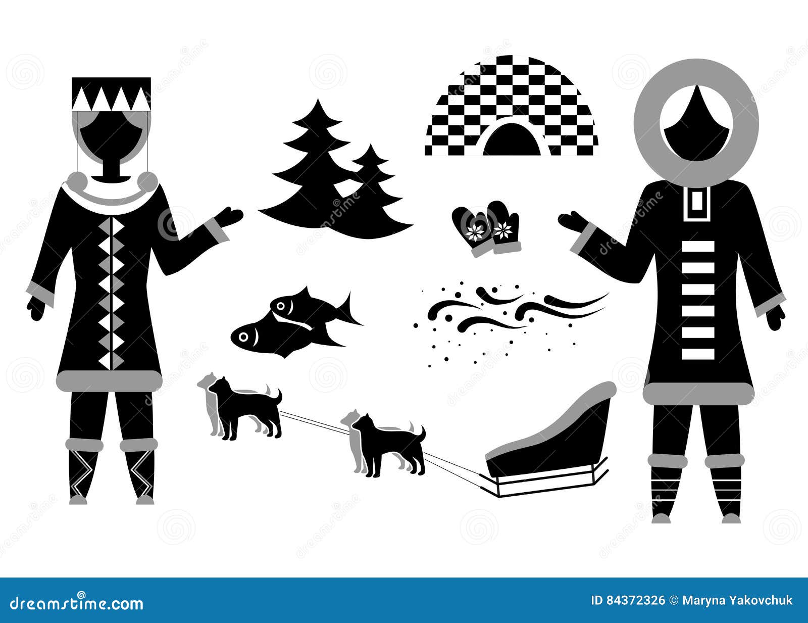 The Eskimo set stock vector. Illustration of antarctic - 84372326