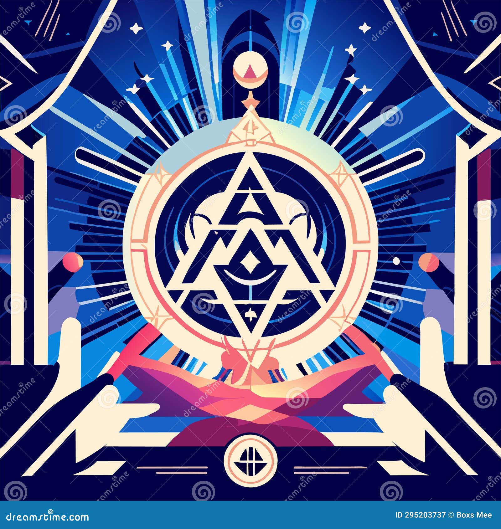Esoteric Background with Sacred Geometry. Vector Illustration in Flat ...