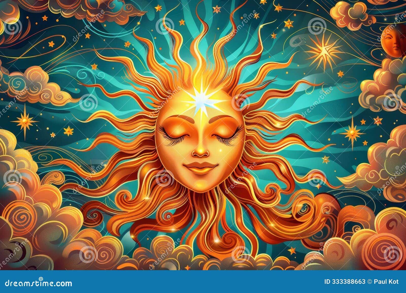 Esoteric Celestial Summer Solstice Sun Sign Levitate Over Woman Hand ...