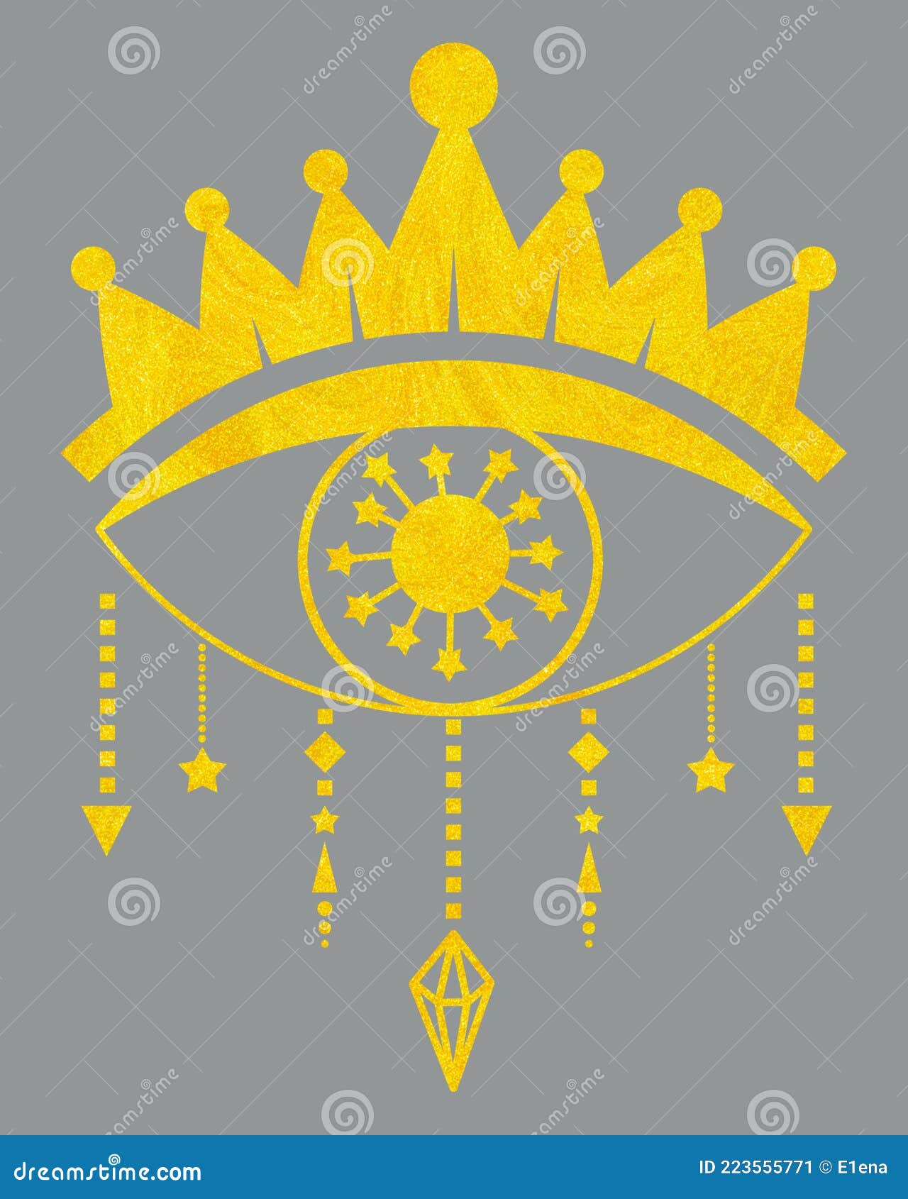 Gold eye with a crown stock illustration. Illustration of decorative ...