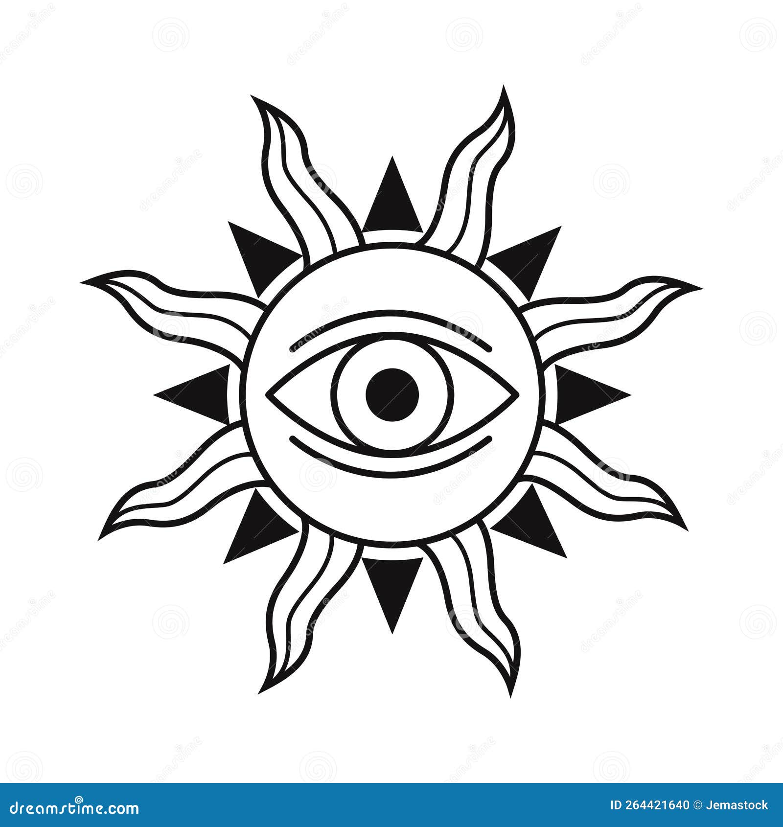 Esoteric eye in sun stock vector. Illustration of wiccan - 264421640