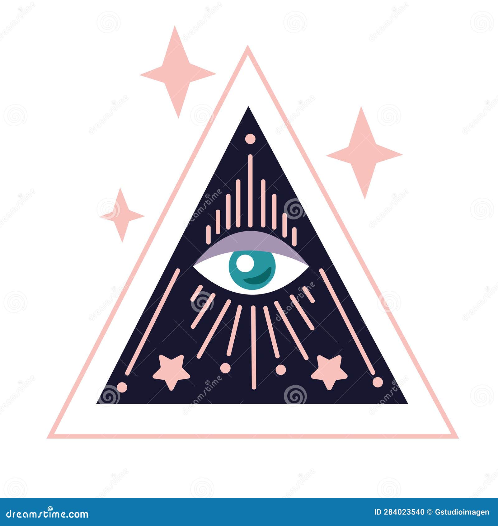 Esoteric eye in triangle stock vector. Illustration of mystical - 284023540