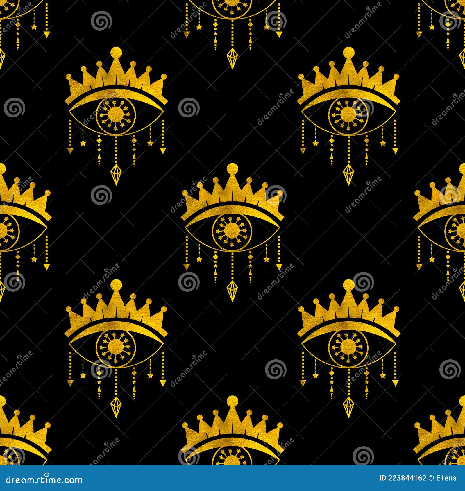 Esoteric Golden Eyes. Abstract Seamless Pattern Stock Illustration ...