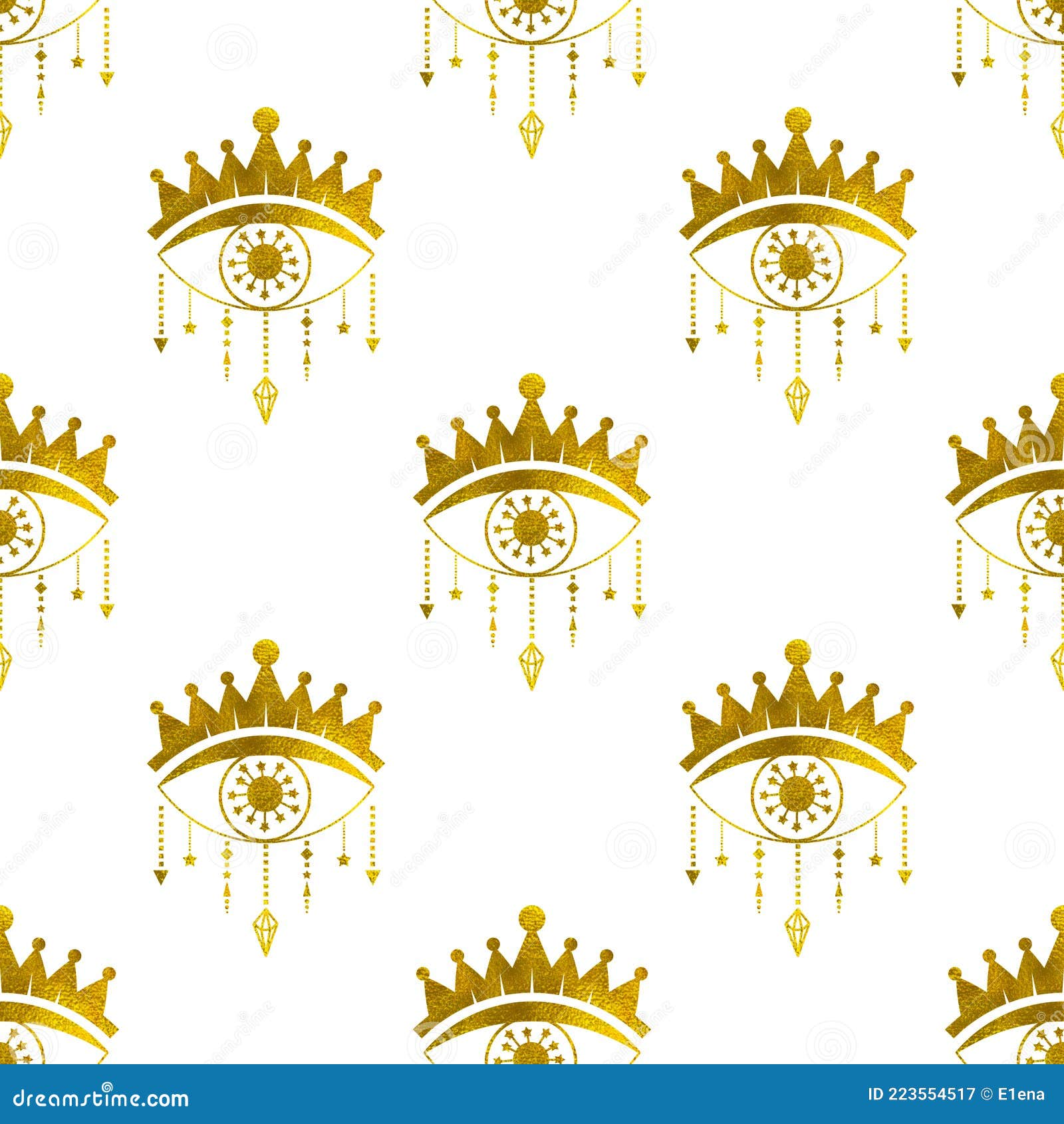 Esoteric Golden Eyes. Abstract Seamless Pattern Stock Illustration ...