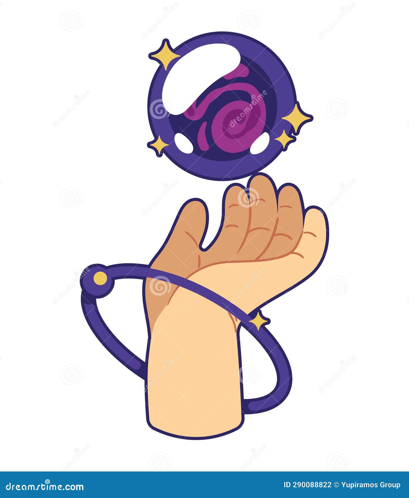 Esoteric Hand with Crystal Ball Stock Illustration - Illustration of ...