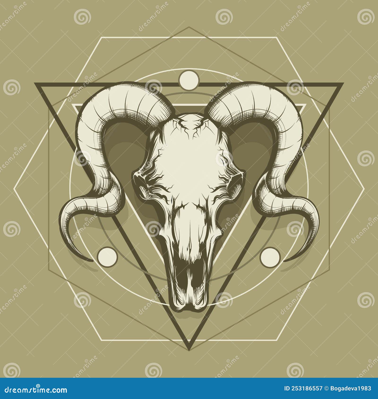 Goat Skull and Sacred Geometry Element Esoteric Illustration Stock ...